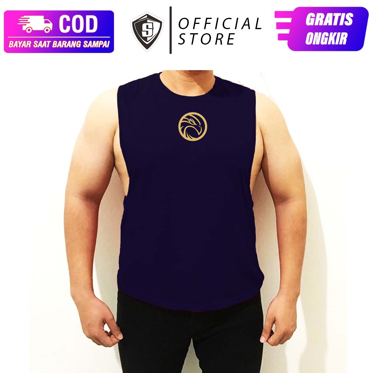 Singlet Lowkat Workout Fitnes Muscle tee Golden Eagle Stretch ...